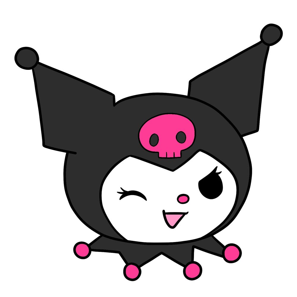 Easy Kuromi Face Drawing Tutorial With Cute Winking Expression